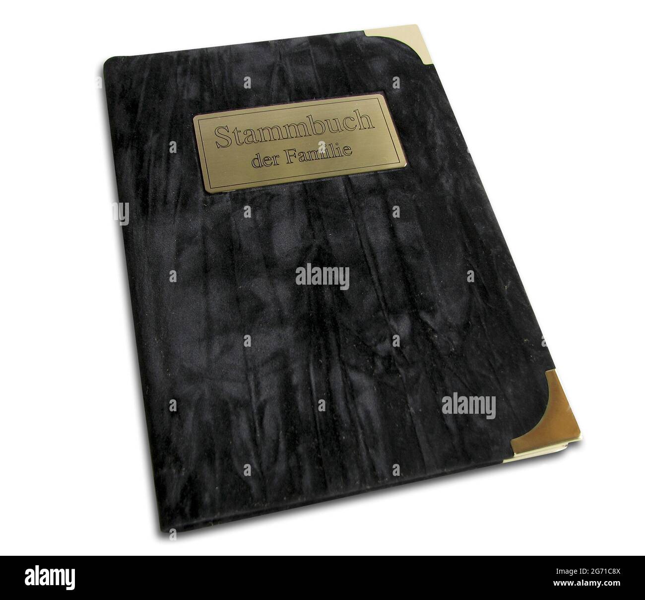 Vertical shot of a "Family Record Book" isolated on a white background ...