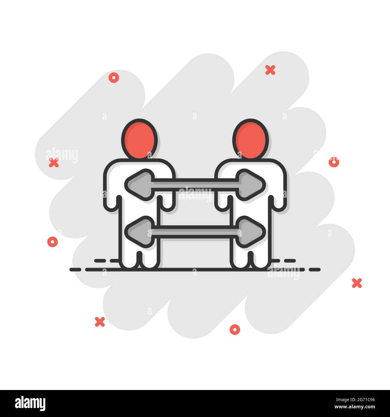 People referral icon in comic style. Business communication cartoon ...