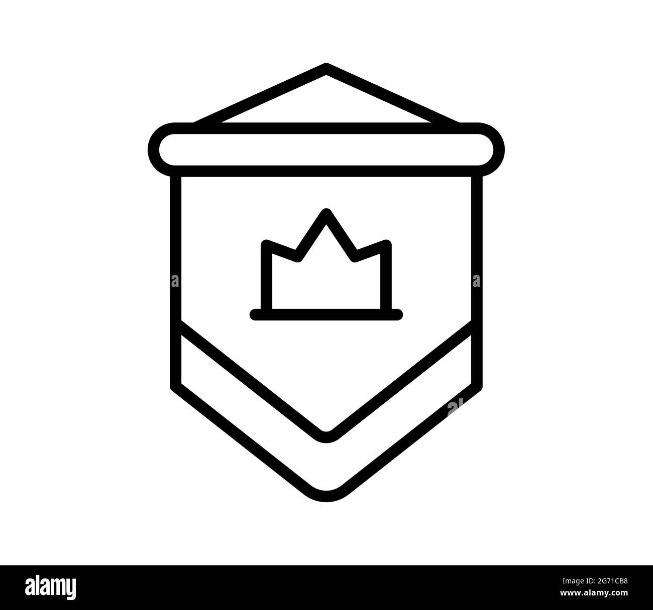 royal flag crown king single isolated icon with outline style vector ...