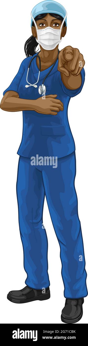 Standing female nurse blue Stock Vector Images - Alamy