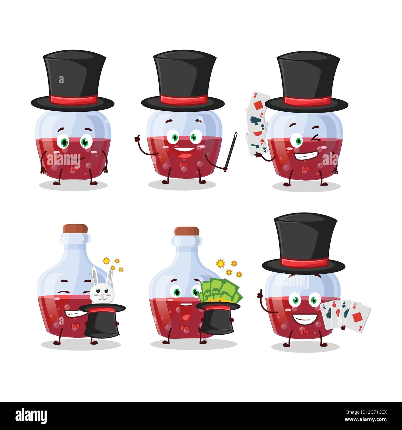 A red magic potion Magician cartoon character perform on a stage ...