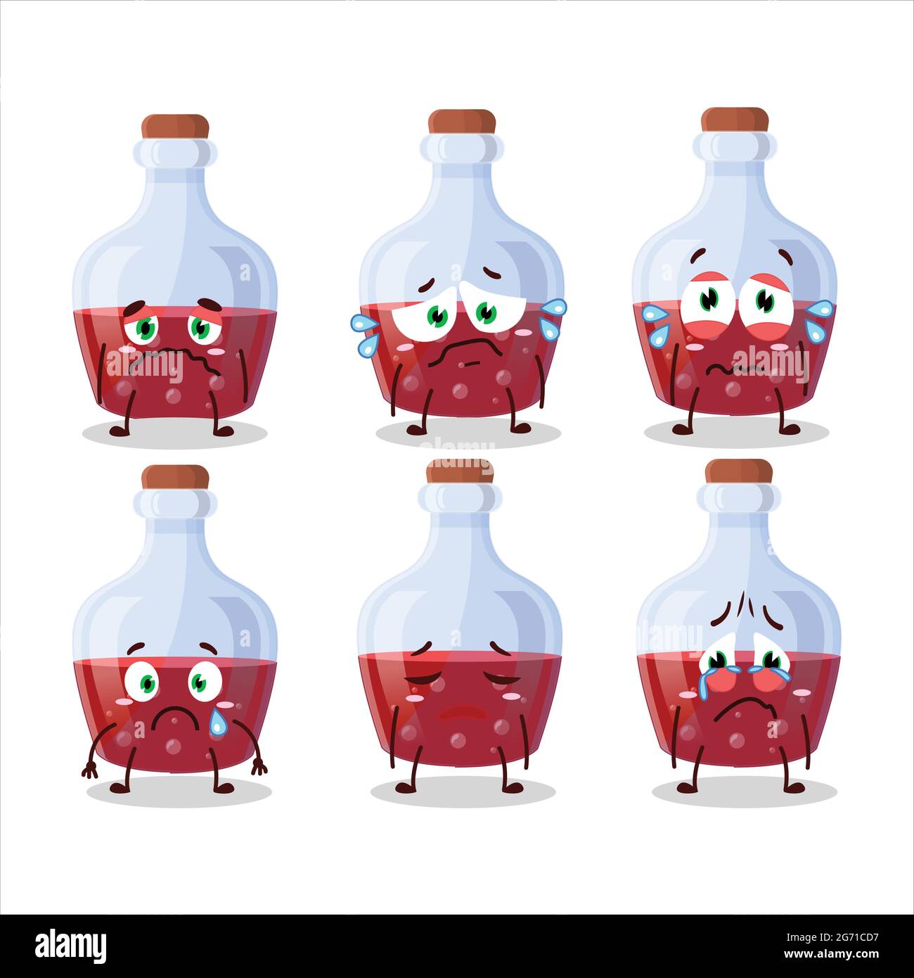 Red magic potion cartoon character with sad expression. Vector ...