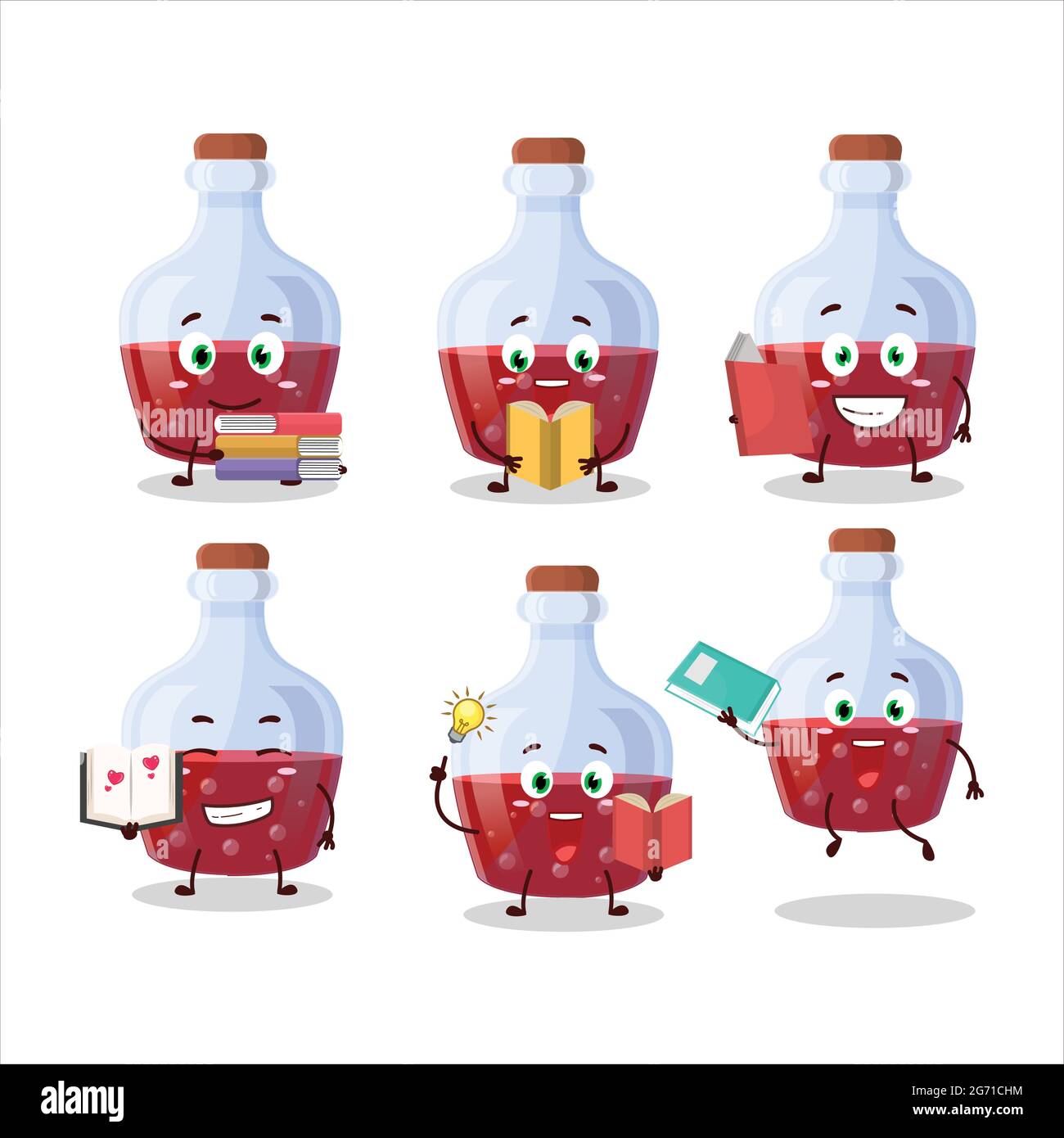 A picture of red magic potion cartoon character concept reading an ...