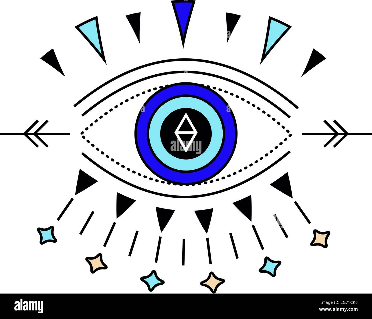 Evil eye icon vector. Colorful Eye of providence and esoteric symbols ...