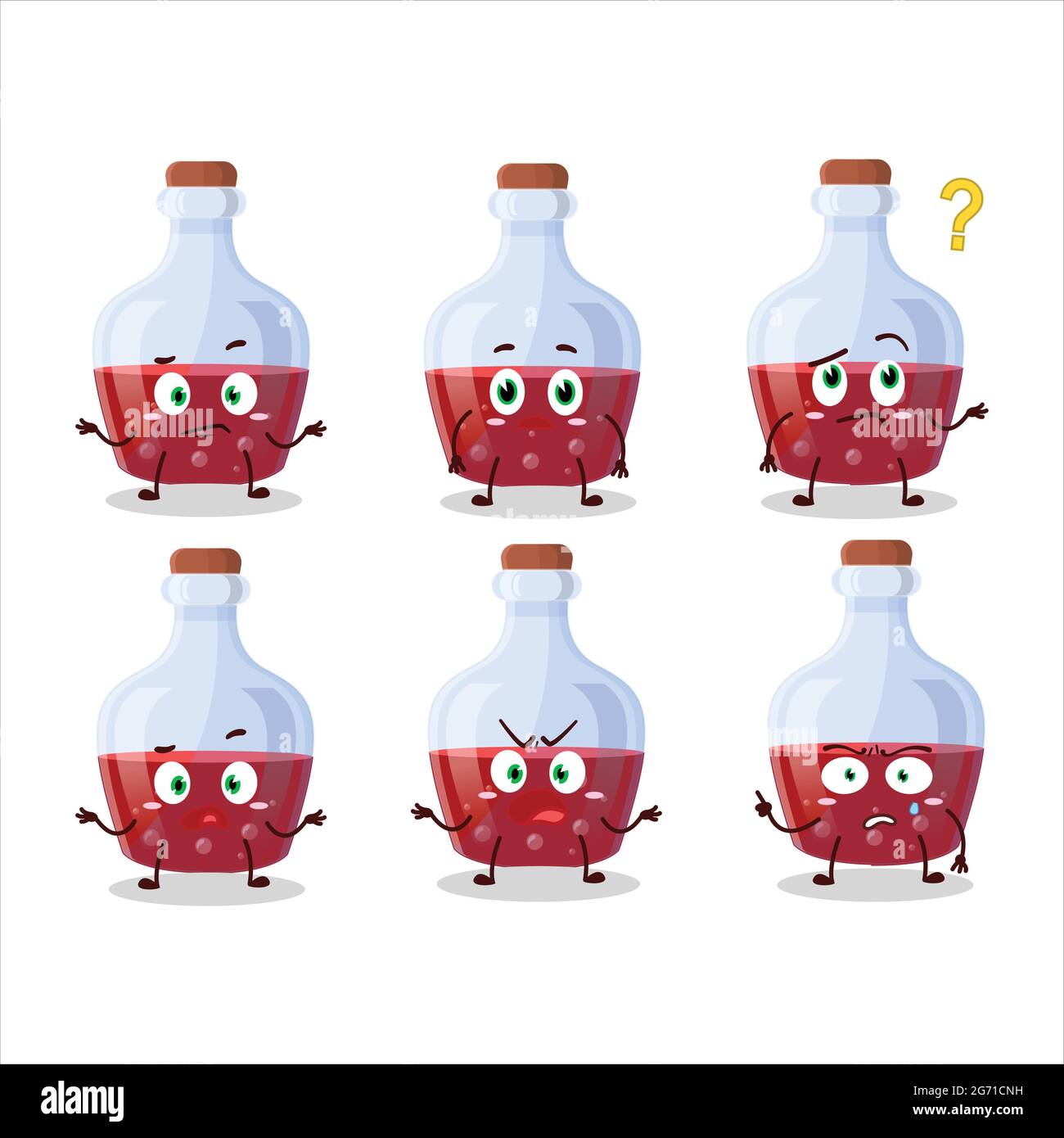 Cartoon character of red magic potion with what expression. Vector ...