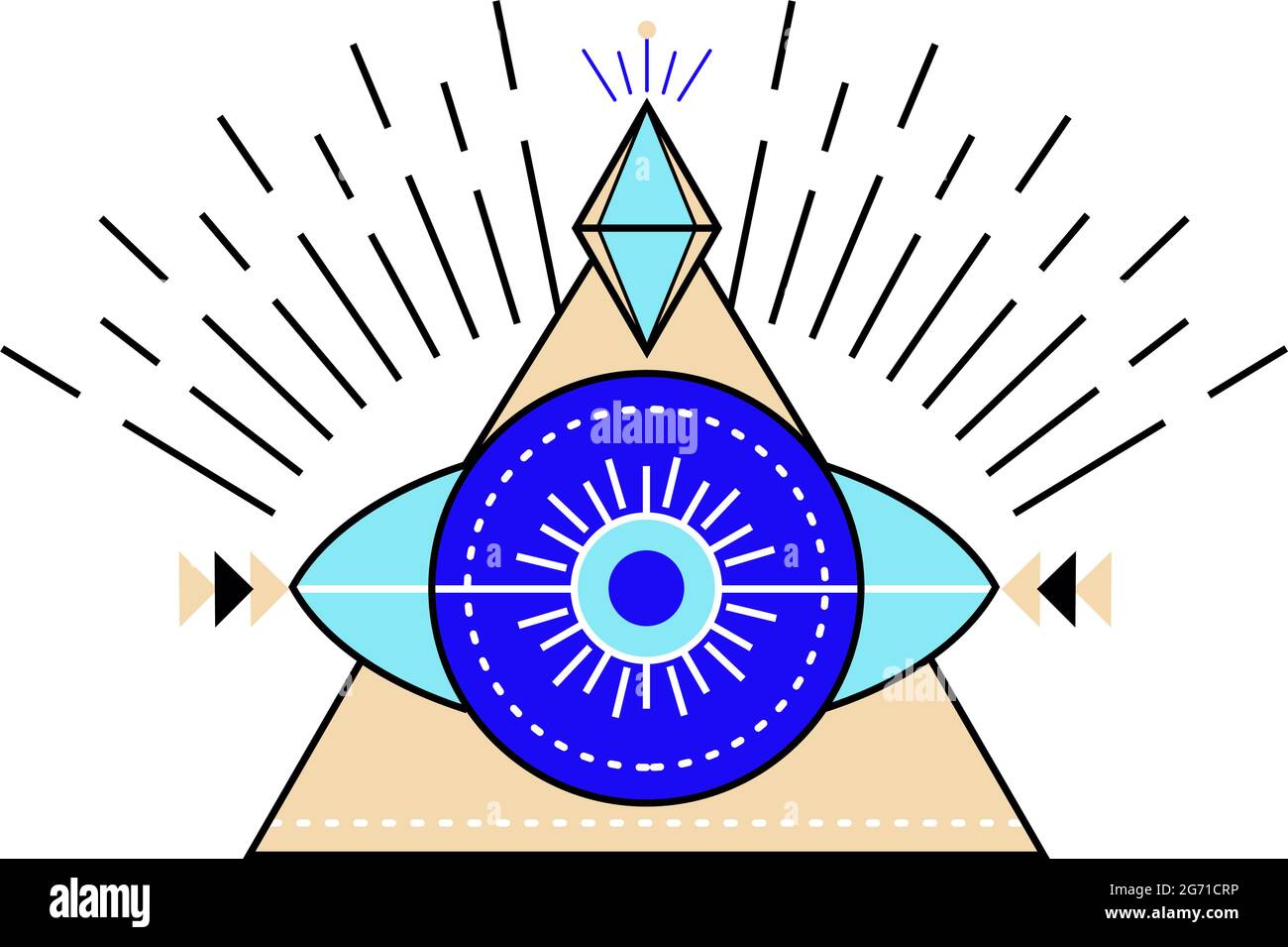 Evil eye icon vector. Colorful Eye of providence and esoteric symbols ...
