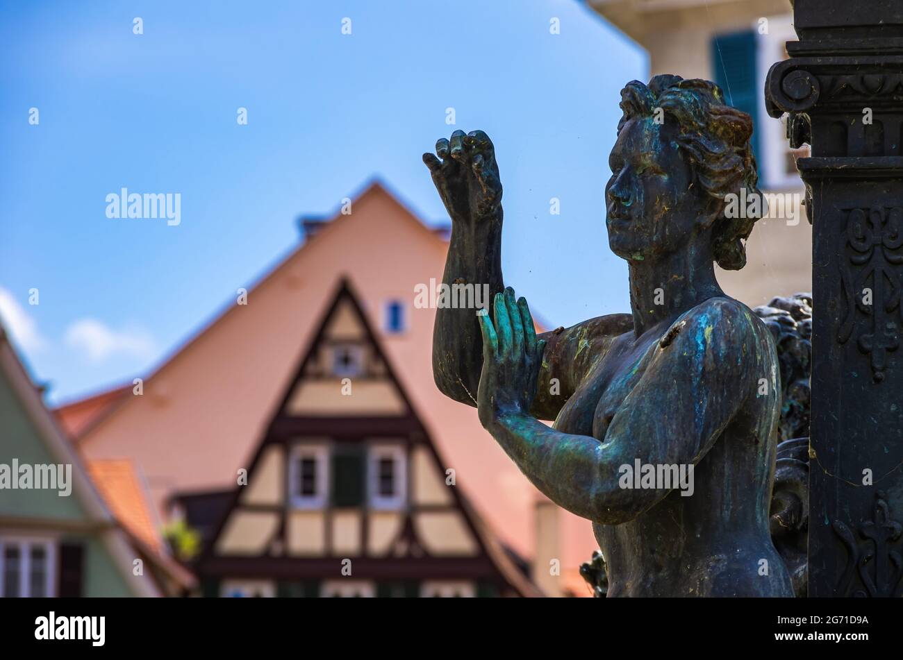 Tübingen, Baden-Württemberg, Germany: Allegorical female statue ...
