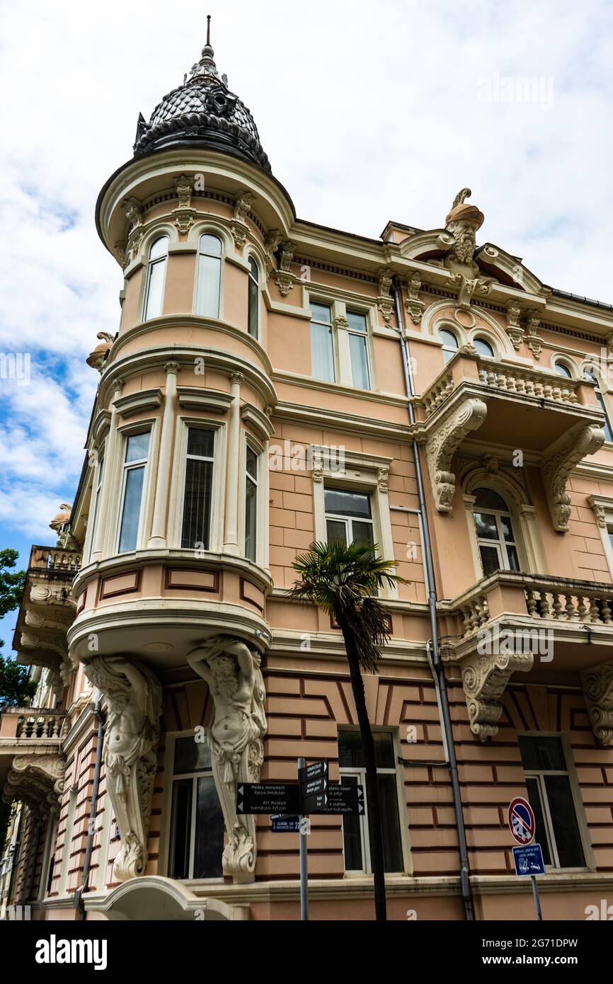30 JUNE 2021, BATUMI, GEORGIA: Exterior details of buildings in the Old ...