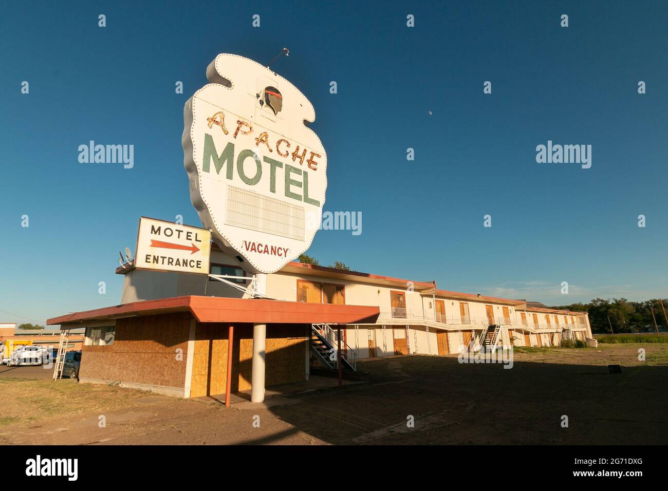 classic Apache Motel sign on Route 66 in Tucumcari New Mexico Stock ...