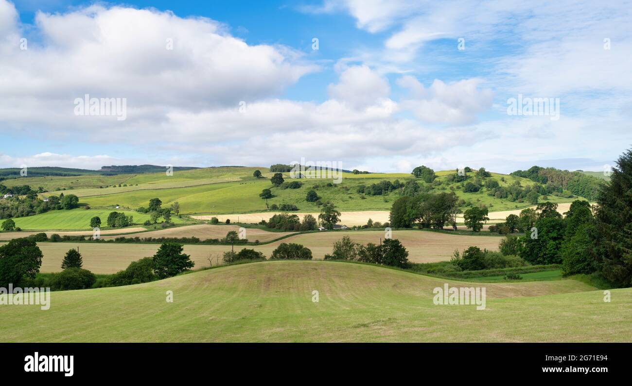Scottish countryside in Dumfries and Galloway, Scotland. Panoramic ...
