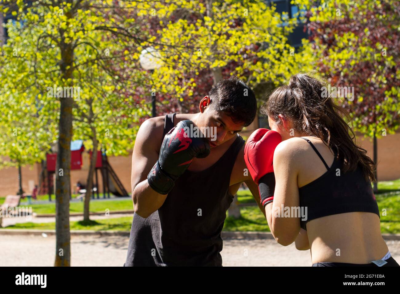 Boxing in the park hi-res stock photography and images - Alamy