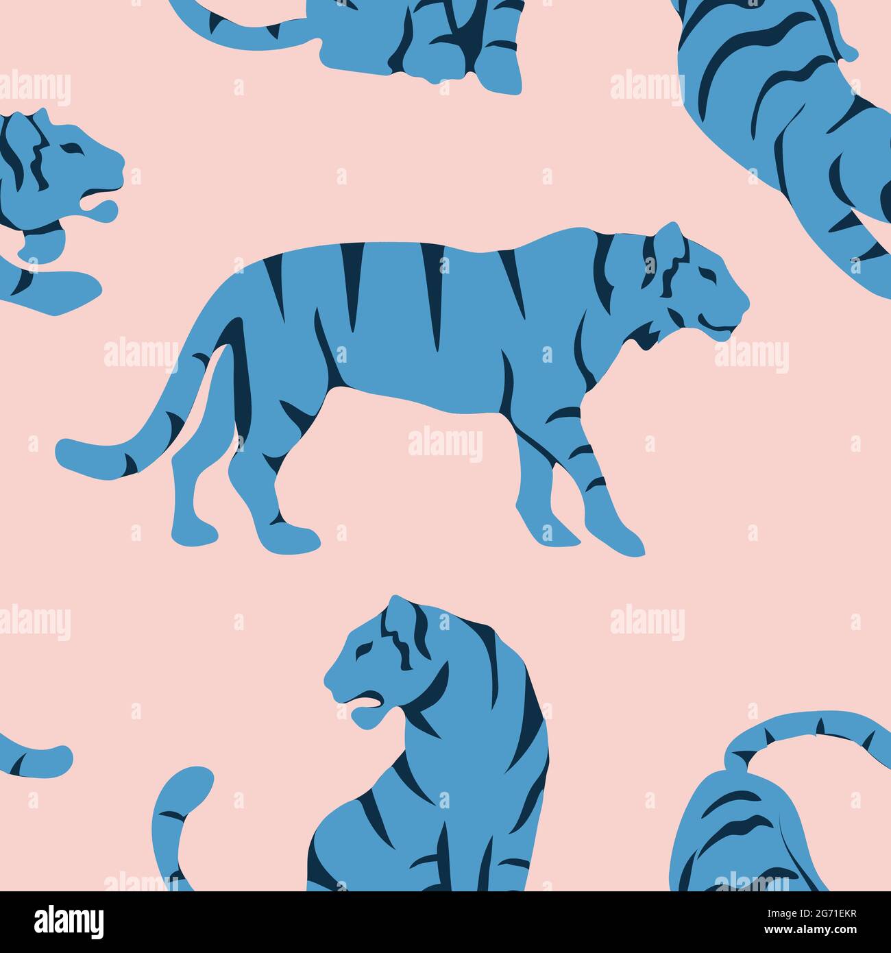 Vector seamless pattern with cute tigers on background. Circus animal ...
