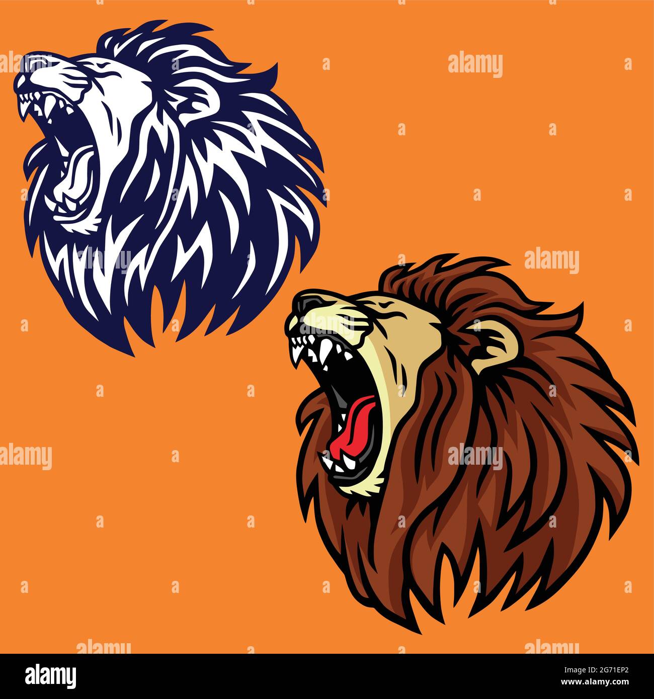 Roaring Lion Set Logo Cartoon Vector Design Template Stock Vector Image ...