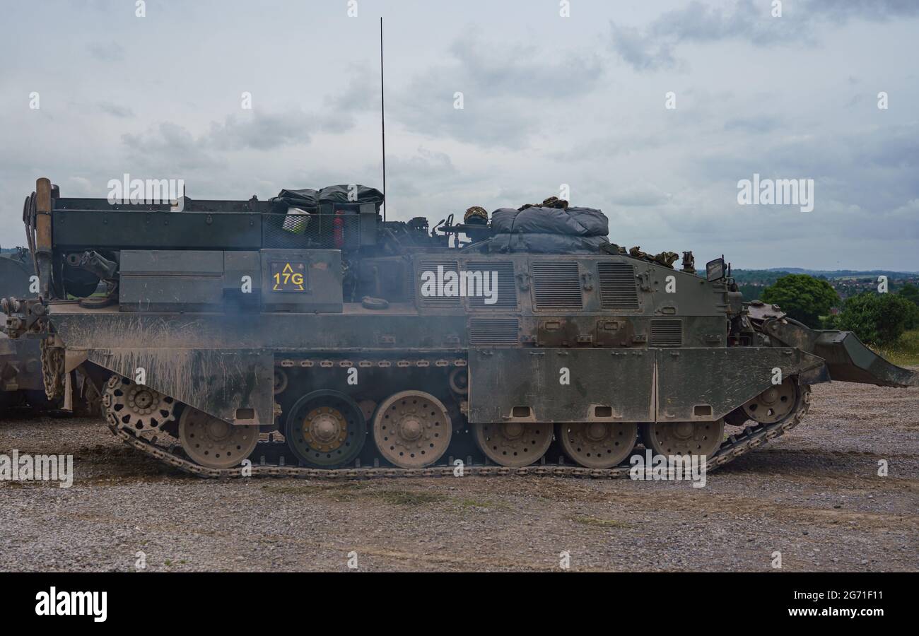 close up of a British Army Challenger Armored Repair and Recovery ...