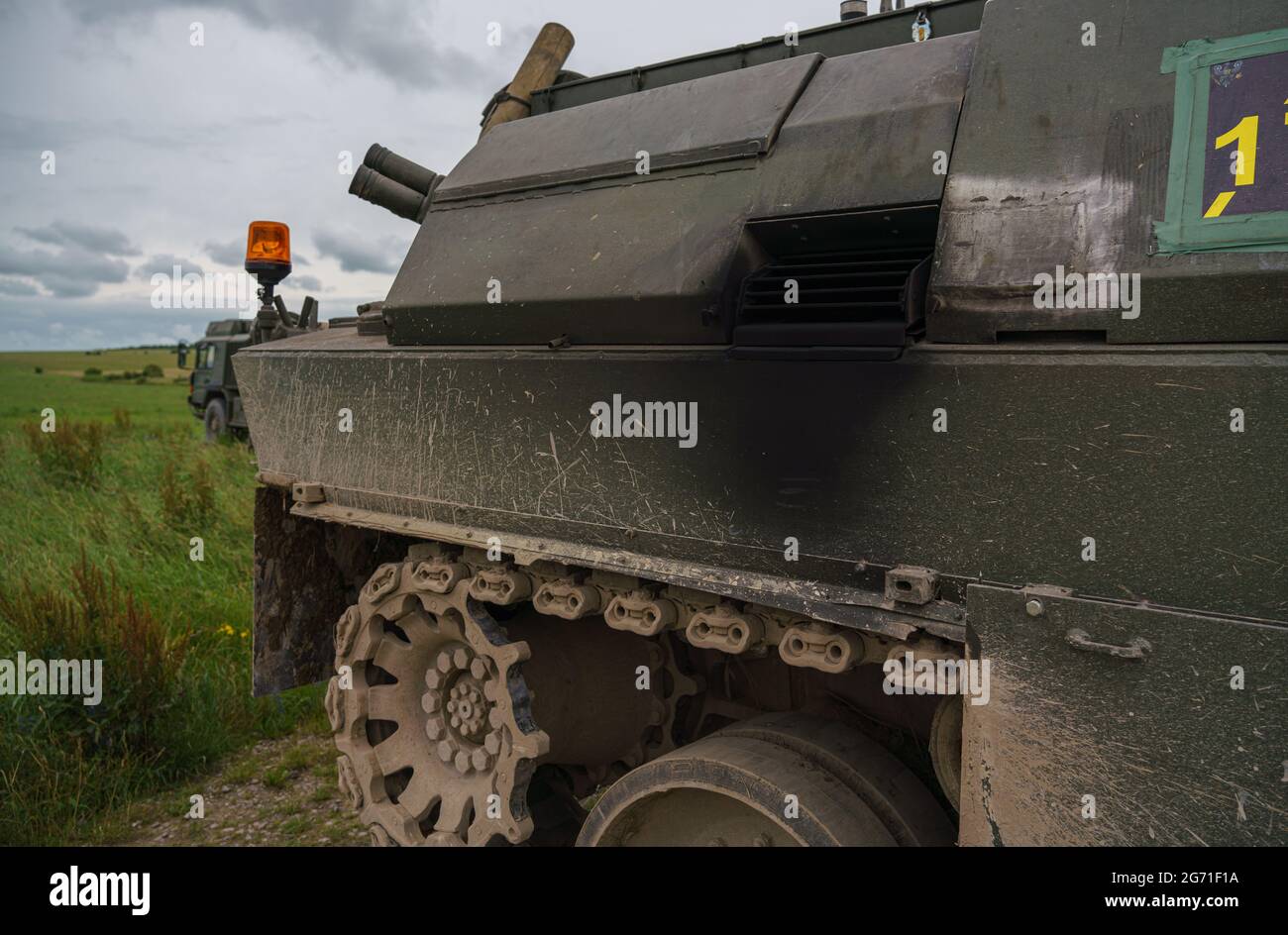 close up of a British Army Challenger Armored Repair and Recovery ...