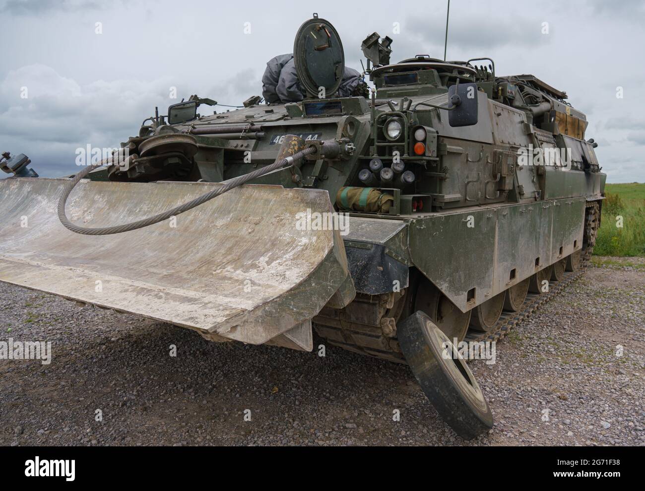close up front view with shovel of a British Army Challenger Armored ...