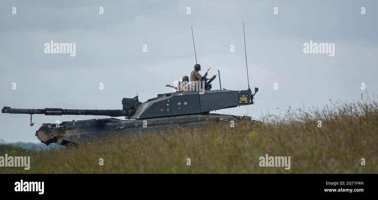 close up of a British Army military Challenger 2 Main Battle Tank in ...