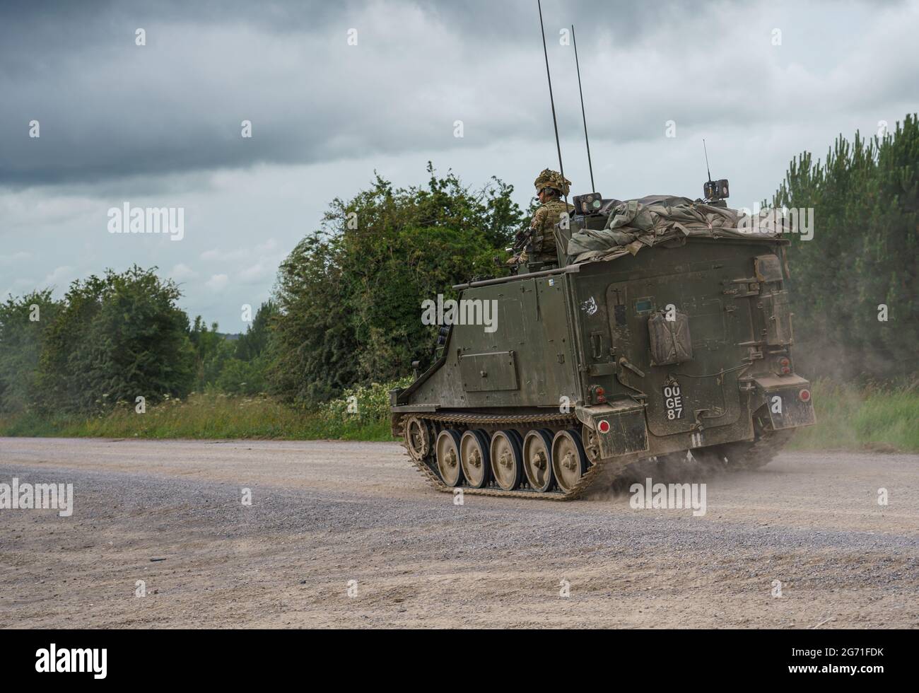 British army CVRT FV105 Sultan command and control vehicle in action on ...