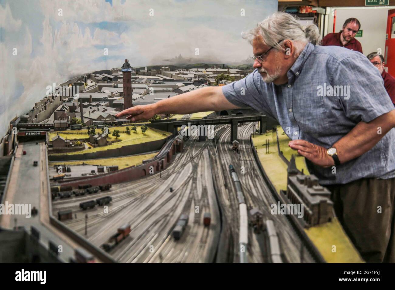 London, UK. 09 July 2021. Copenhagen Fields model railway - Behind the ...