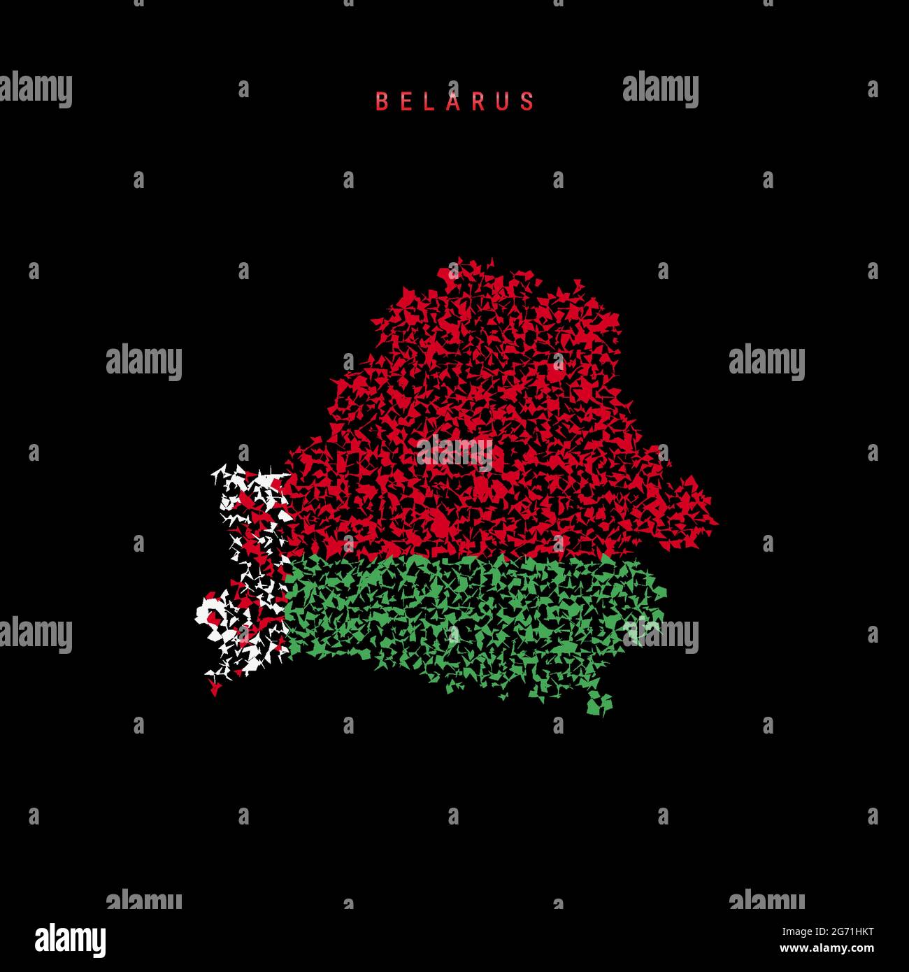 Belarus flag map, chaotic particles pattern in the colors of the ...
