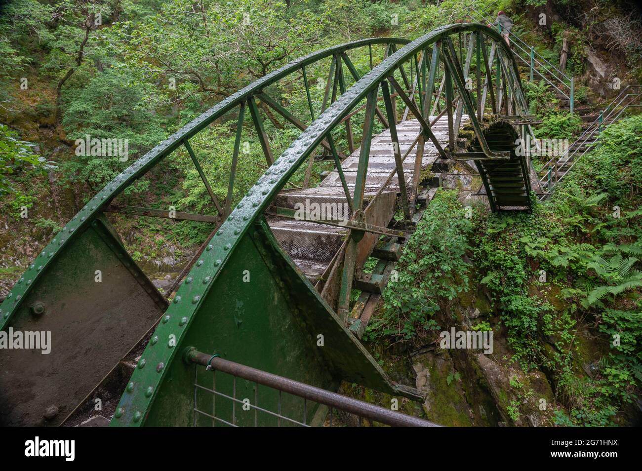Footbridge over the mynach falls,Devils bridge,rheidol valley ...