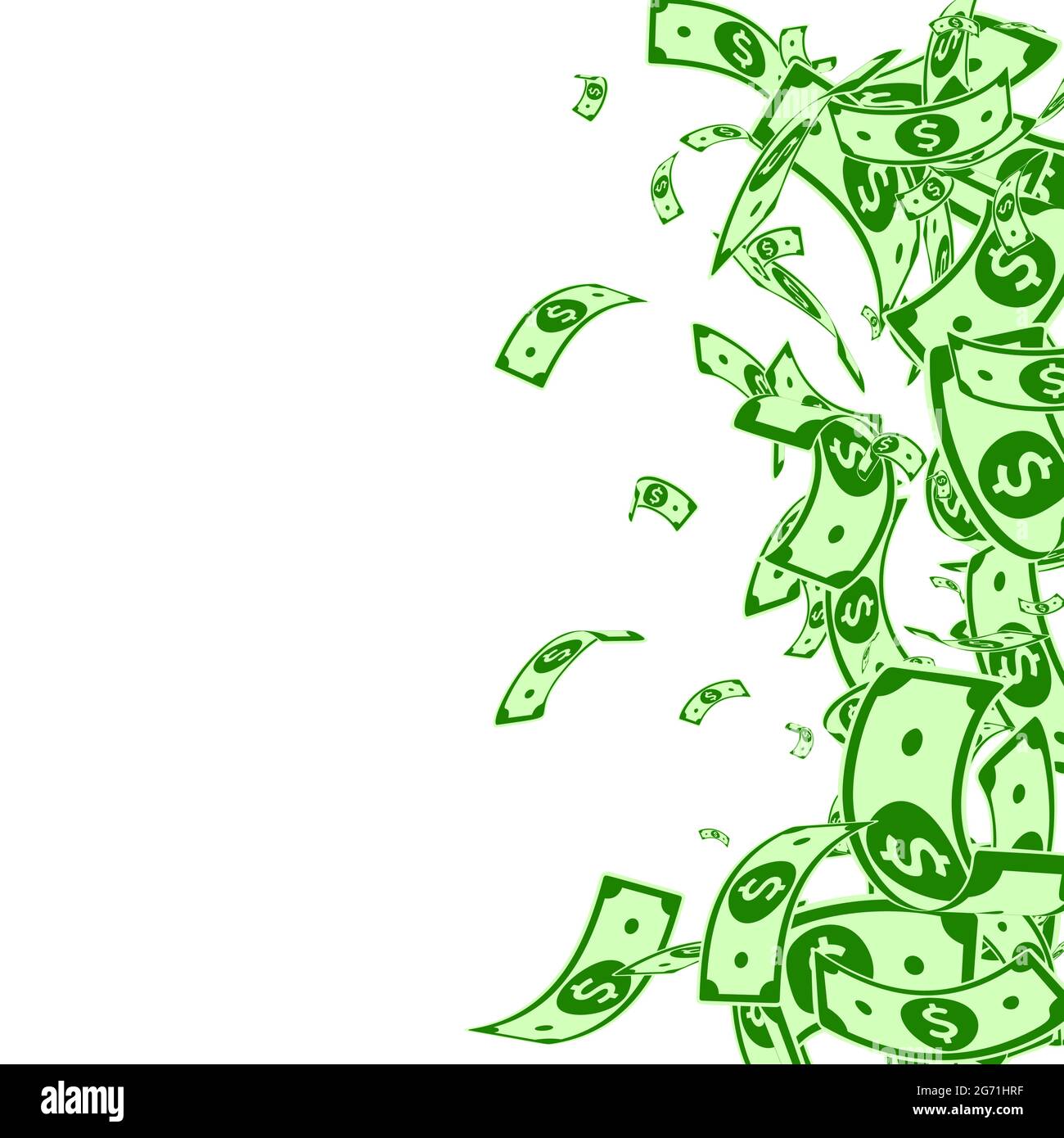 American dollar notes falling. Messy USD bills on white background. USA ...