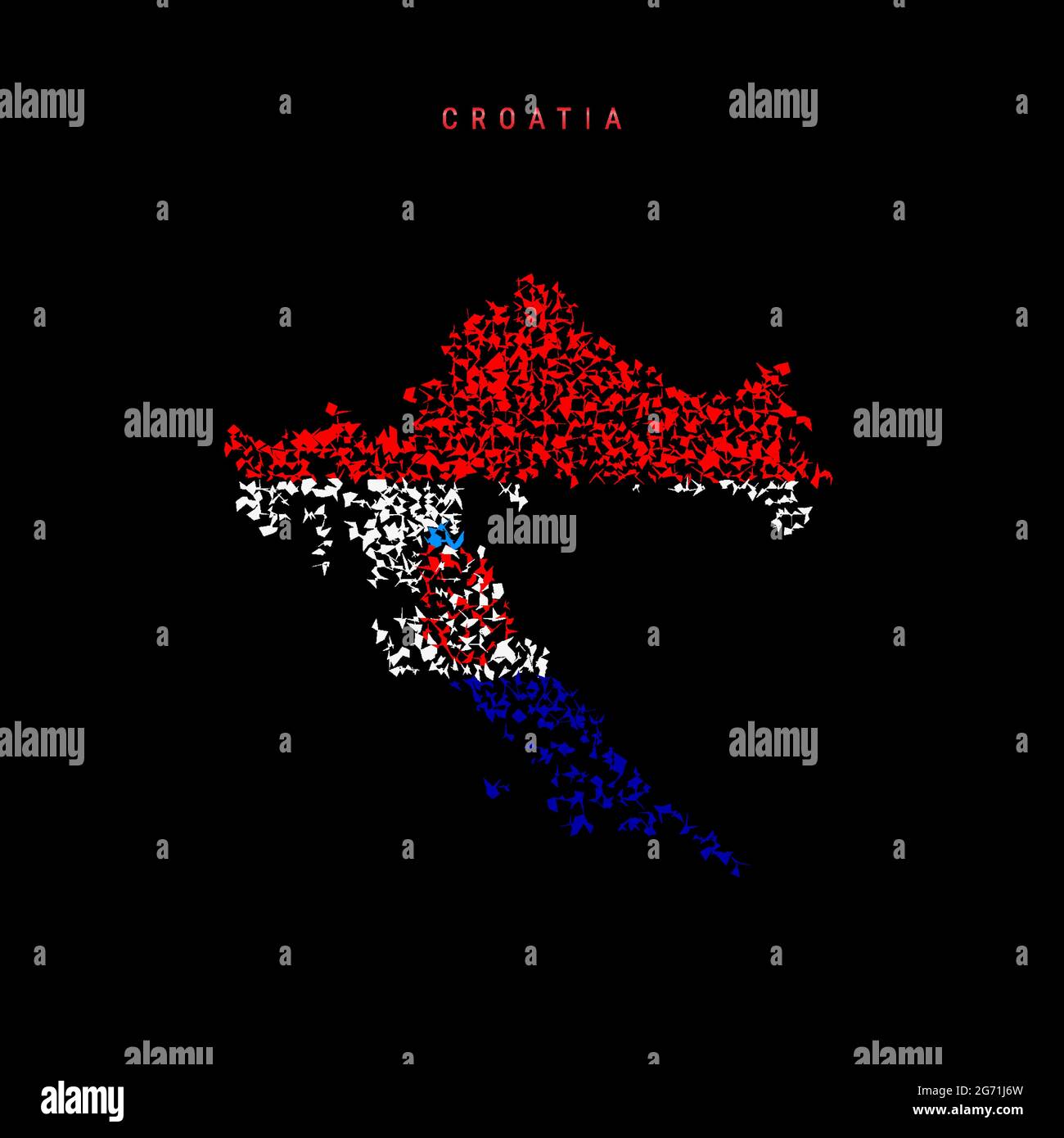 Croatia flag map, chaotic particles pattern in the colors of the ...