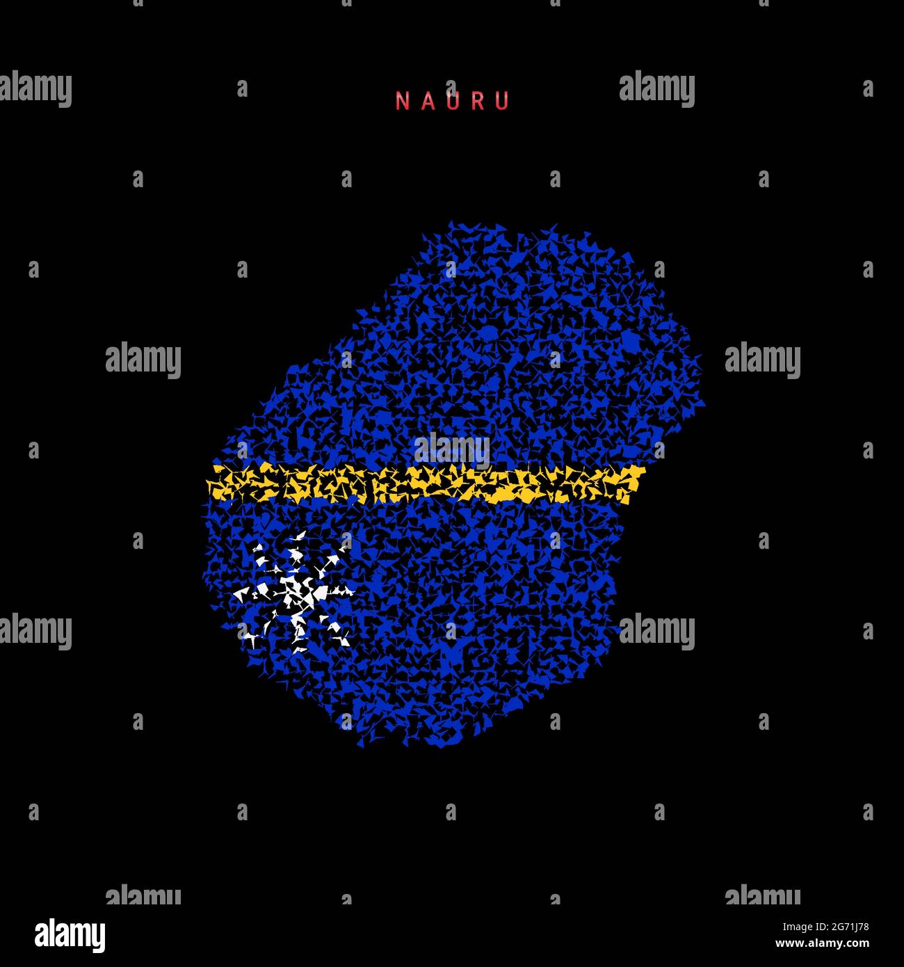 Nauru flag map, chaotic particles pattern in the colors of the Nauruan ...