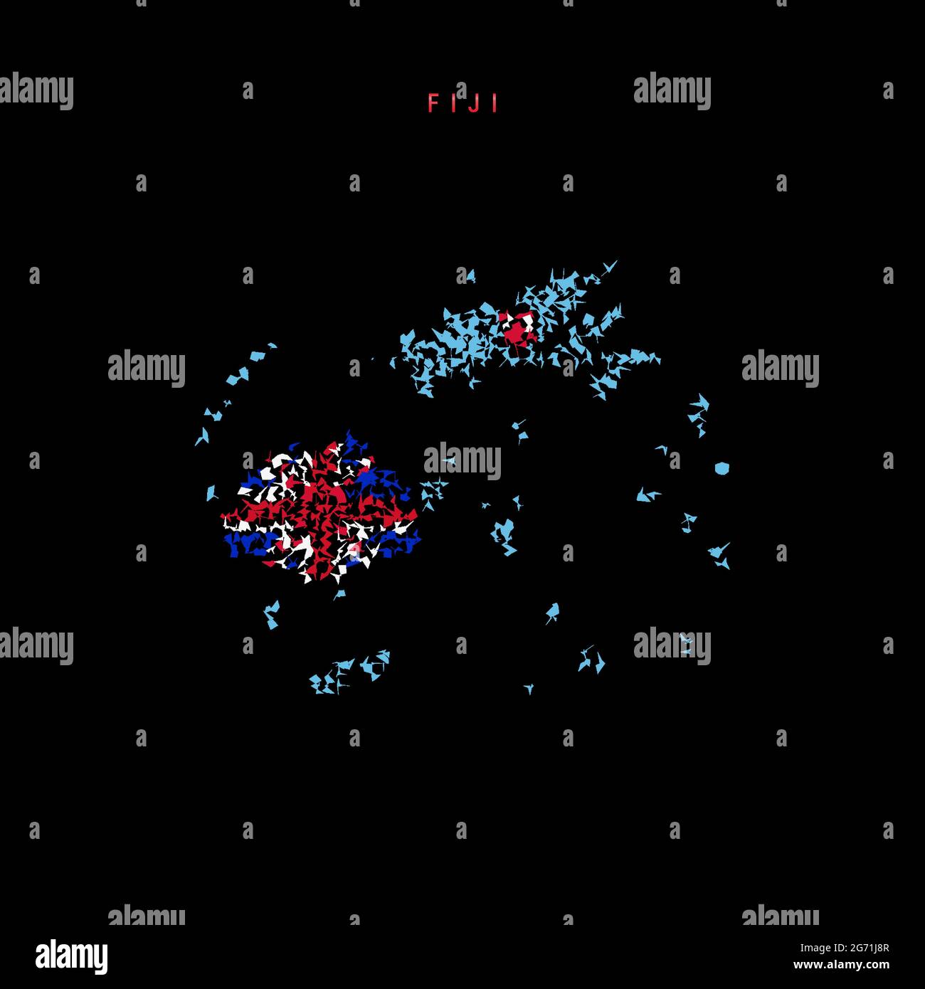Fiji flag map, chaotic particles pattern in the colors of the Fijian ...