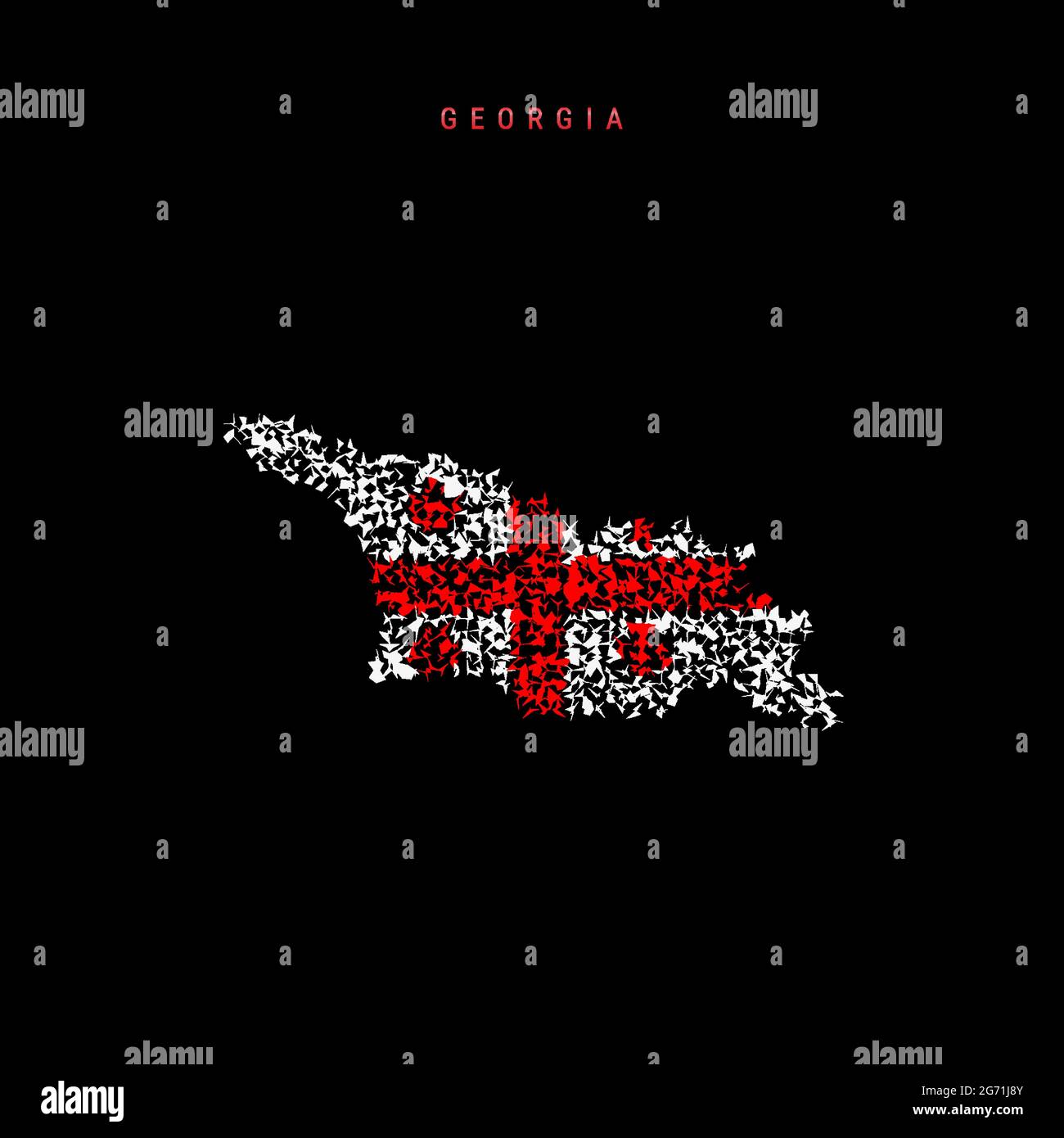 Georgia flag map, chaotic particles pattern in the colors of the ...