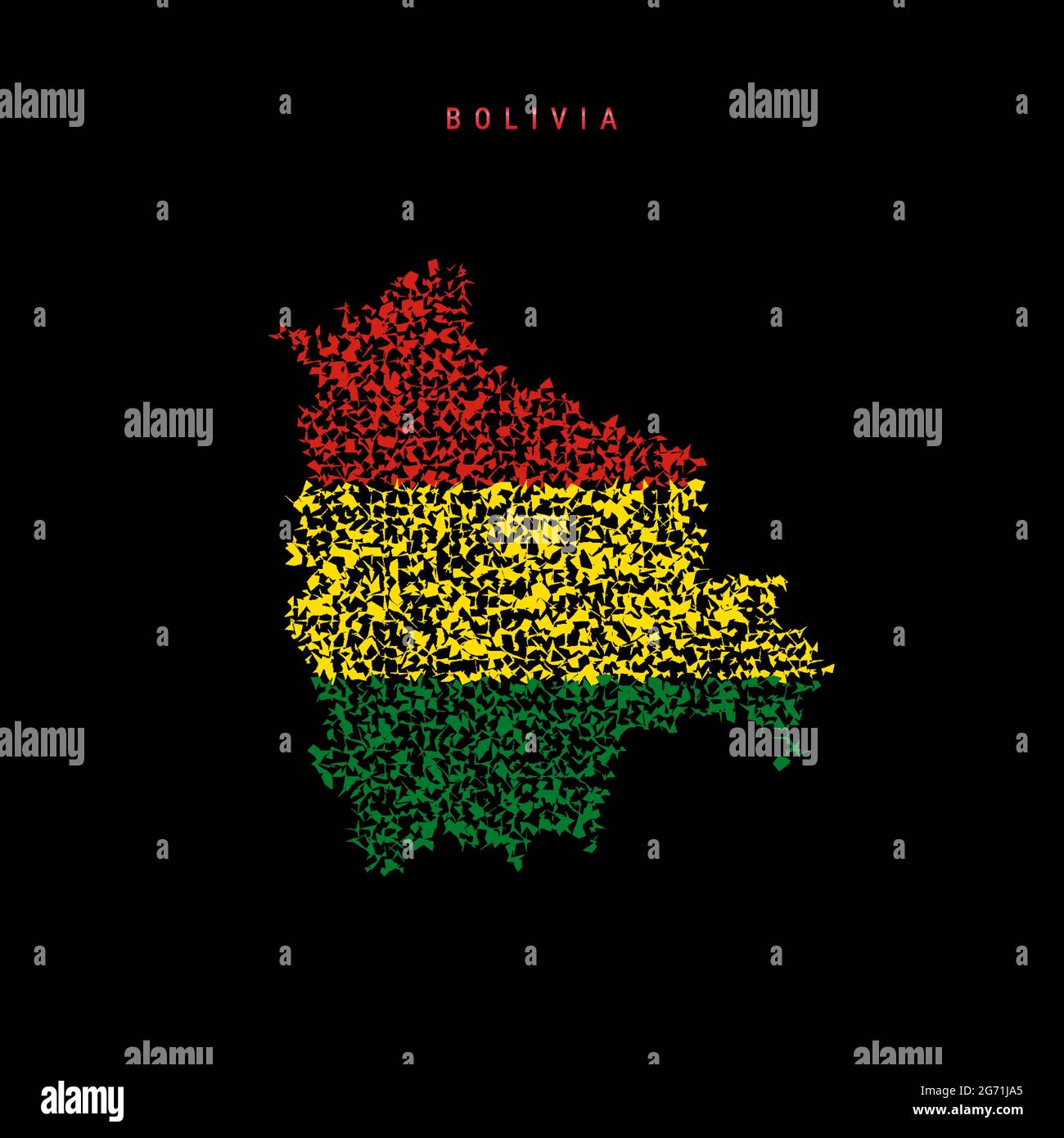 Bolivia flag map, chaotic particles pattern in the colors of the ...