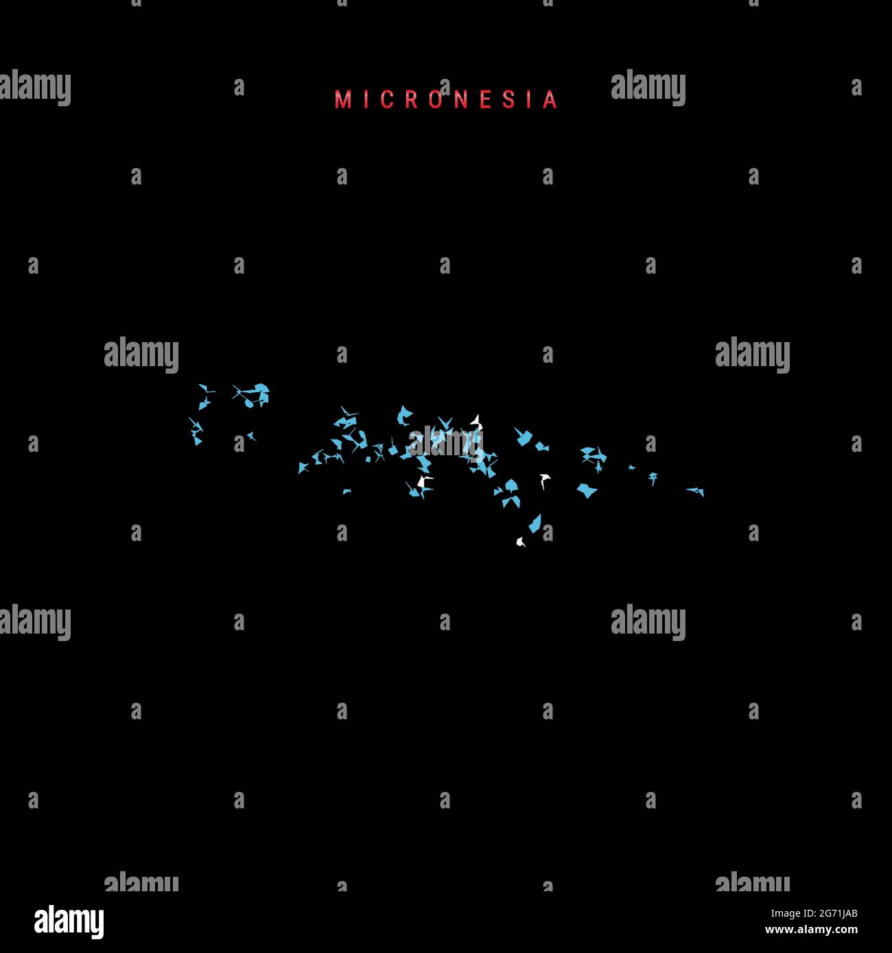 Micronesia flag map, chaotic particles pattern in the colors of the ...