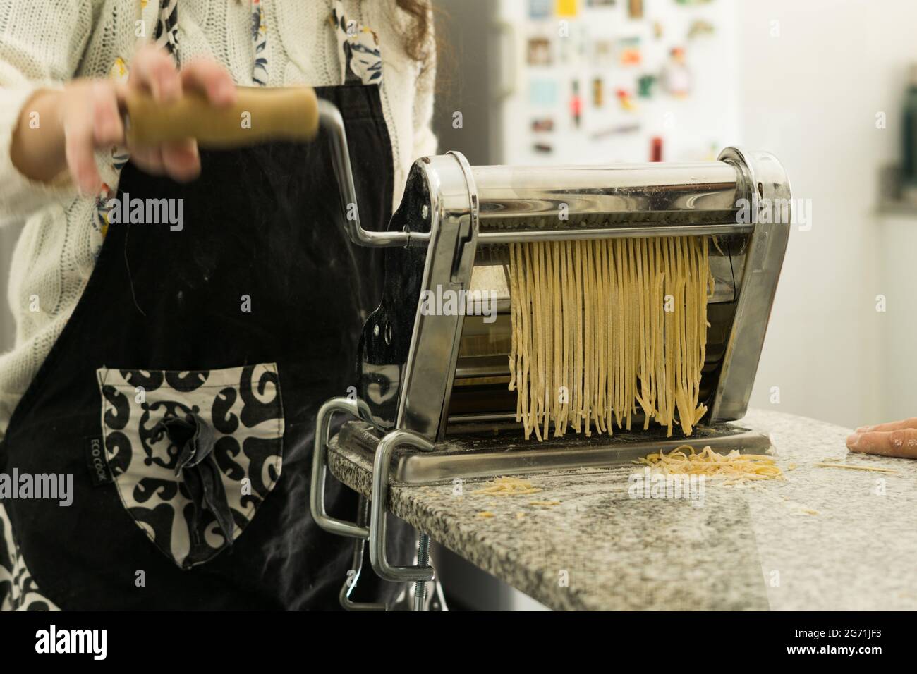 Closeup shot of a chef making a homemade pasta in his kitchen Stock ...