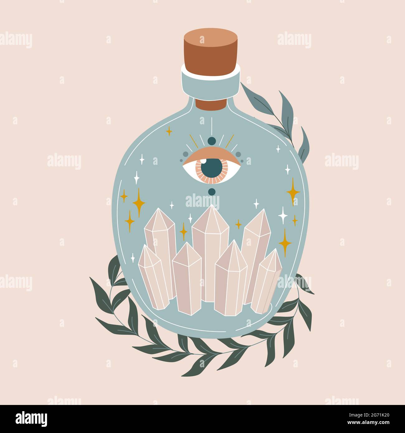 Magic bottle. Vintage potion. Witchcraft art. Flat vector illustration ...