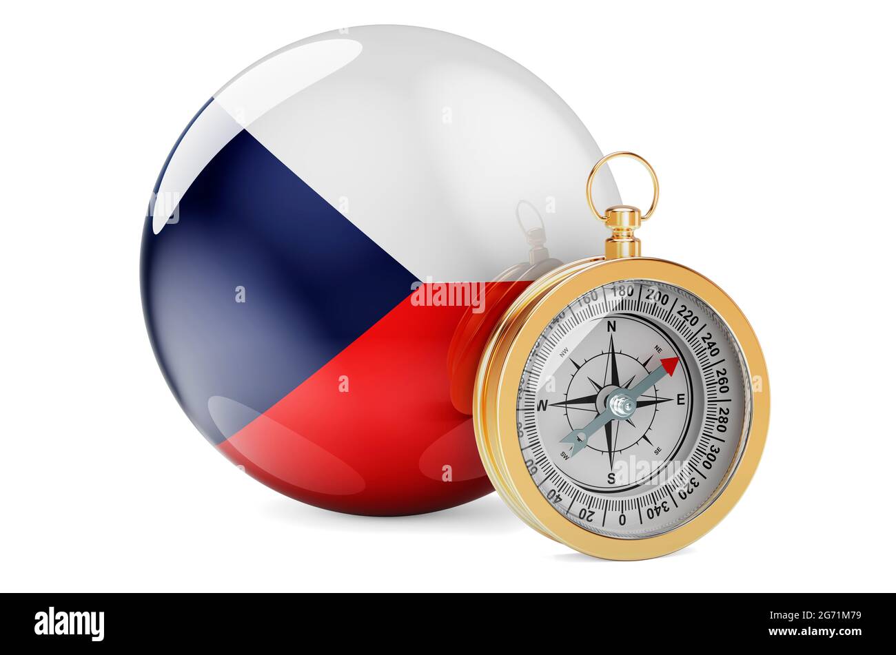 Compass with Czech flag. Travel and tourism in Czech Republic concept ...
