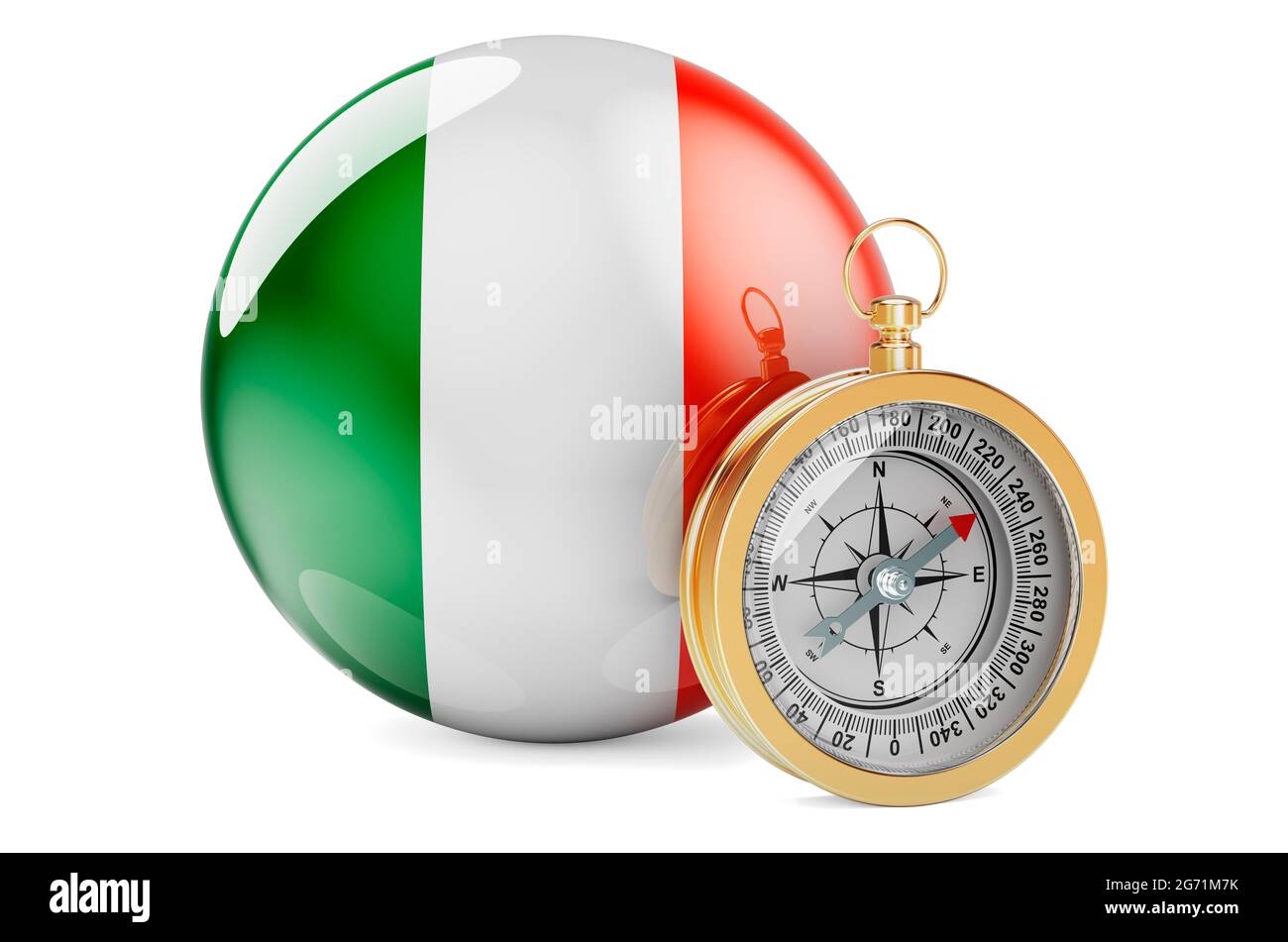 Compass with Irish flag. Travel and tourism in Ireland concept. 3D ...