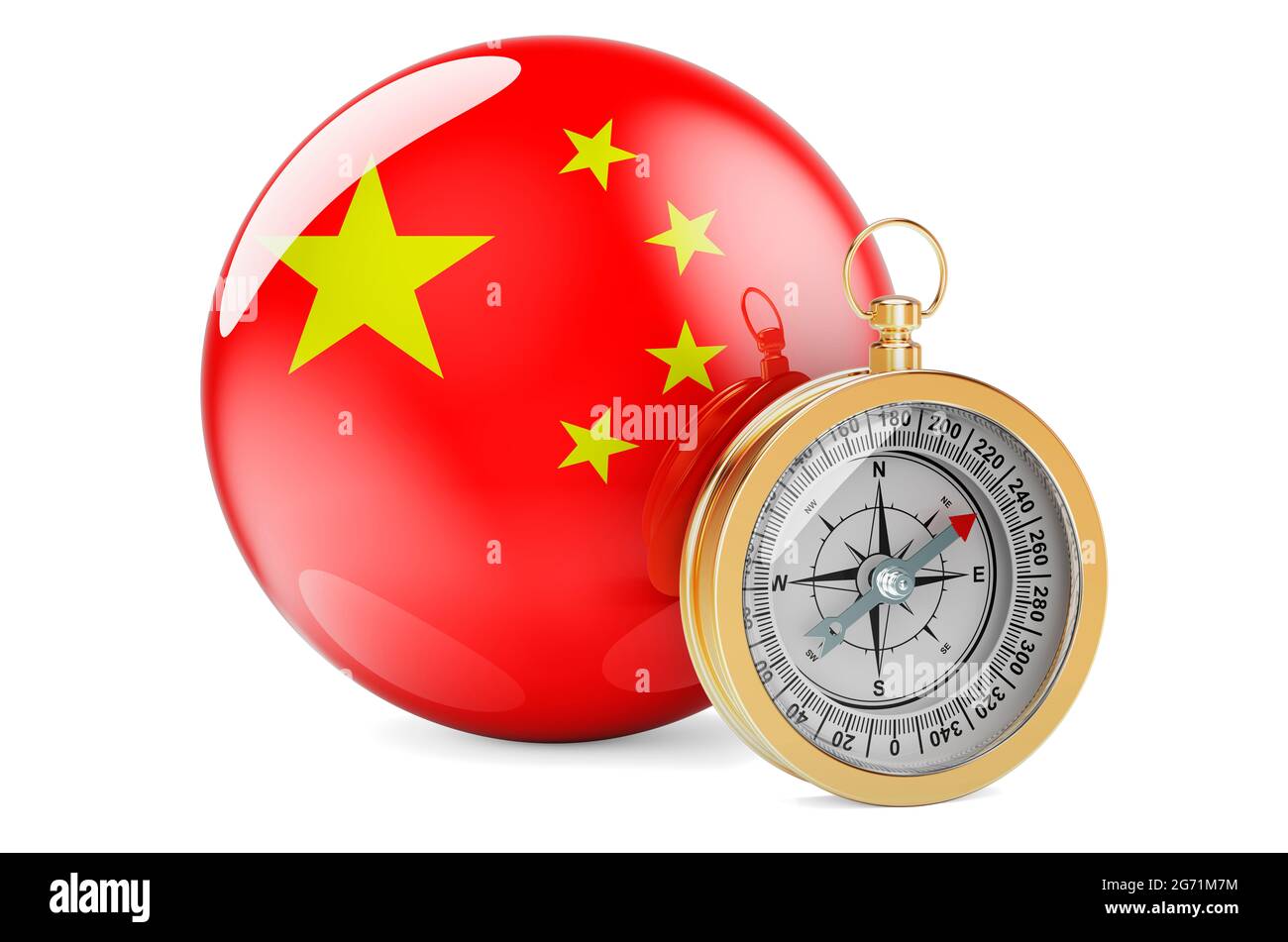Compass with Chinese flag. Travel and tourism in China concept. 3D ...