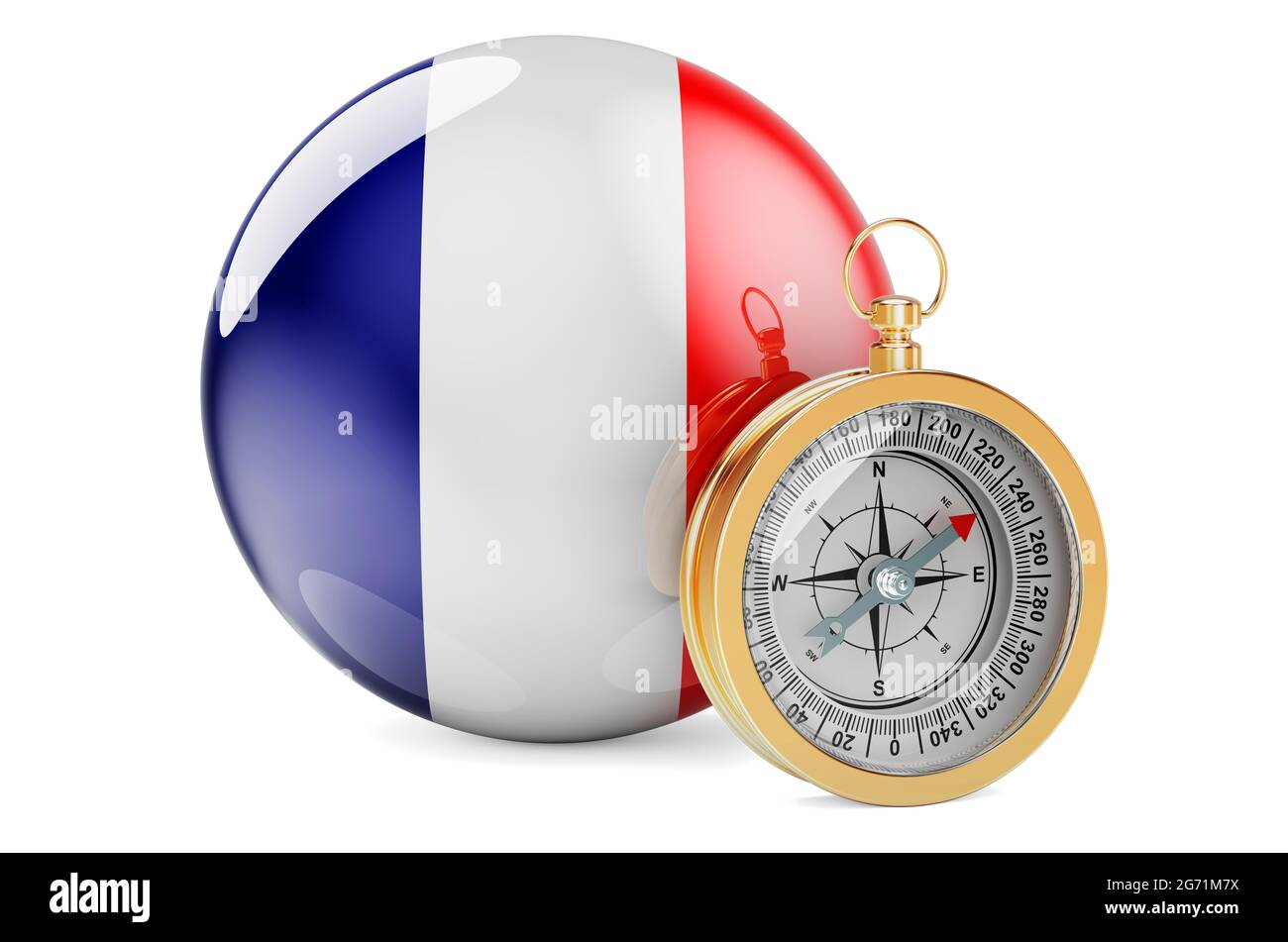 Compass with French flag. Travel and tourism in France concept. 3D ...
