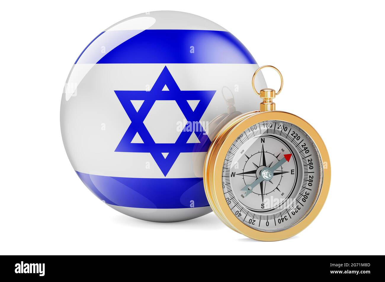 Compass with Israeli flag. Travel and tourism in Israel concept. 3D ...