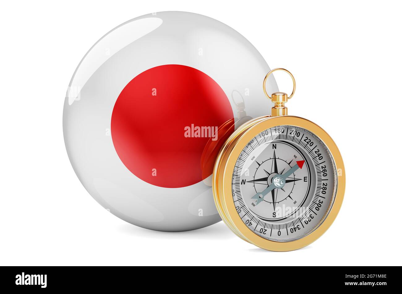 Compass with Japanese flag. Travel and tourism in Japan concept. 3D ...