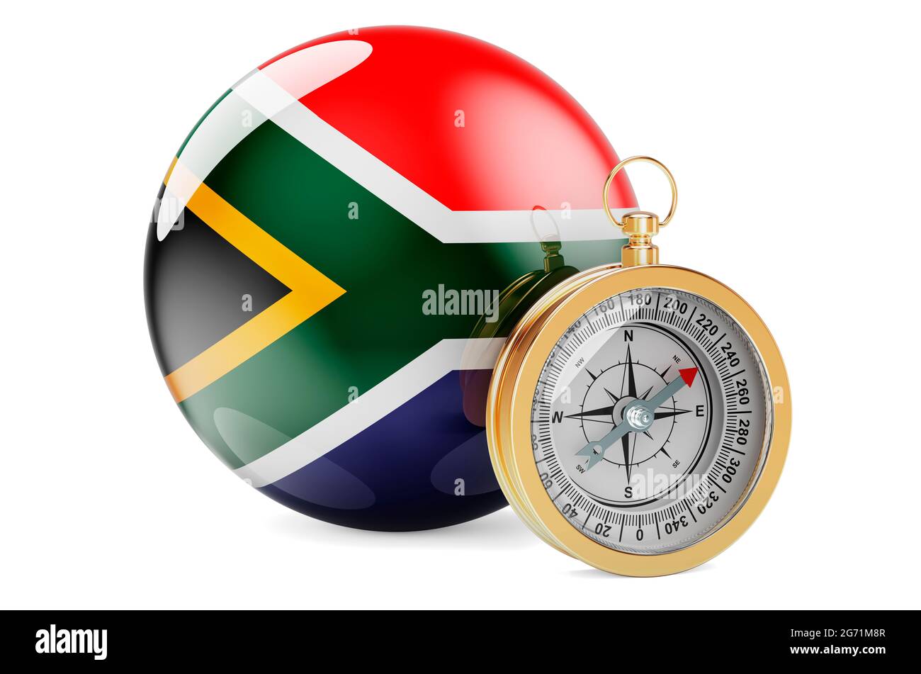 Compass with South African flag. Travel and tourism in South Africa ...
