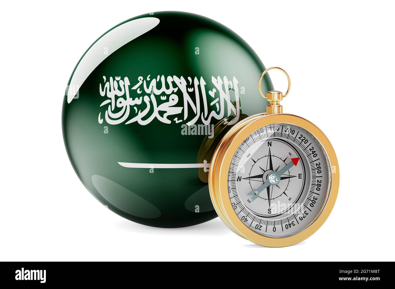 Compass with Saudi Arabian flag. Travel and tourism in Saudi Arabia ...