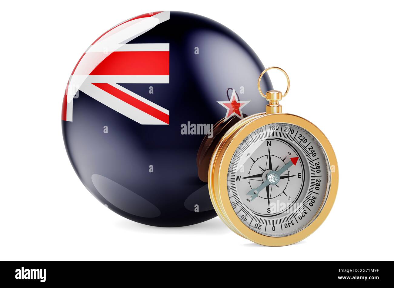 Compass with New Zealand flag. Travel and tourism in New Zealand ...
