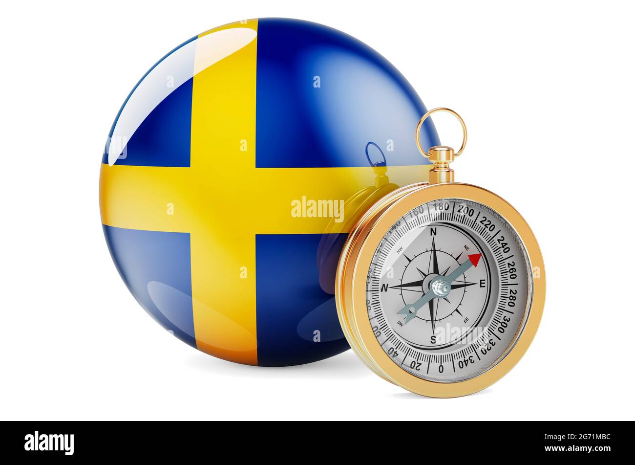 Compass with Swedish flag. Travel and tourism in Sweden concept. 3D ...