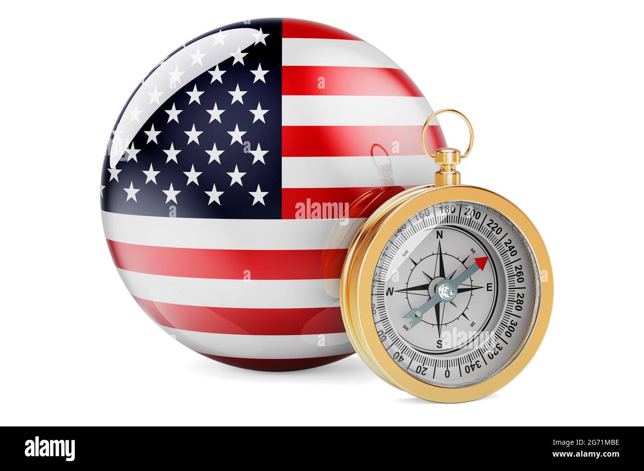 Compass with The United States flag. Travel and tourism in the USA ...