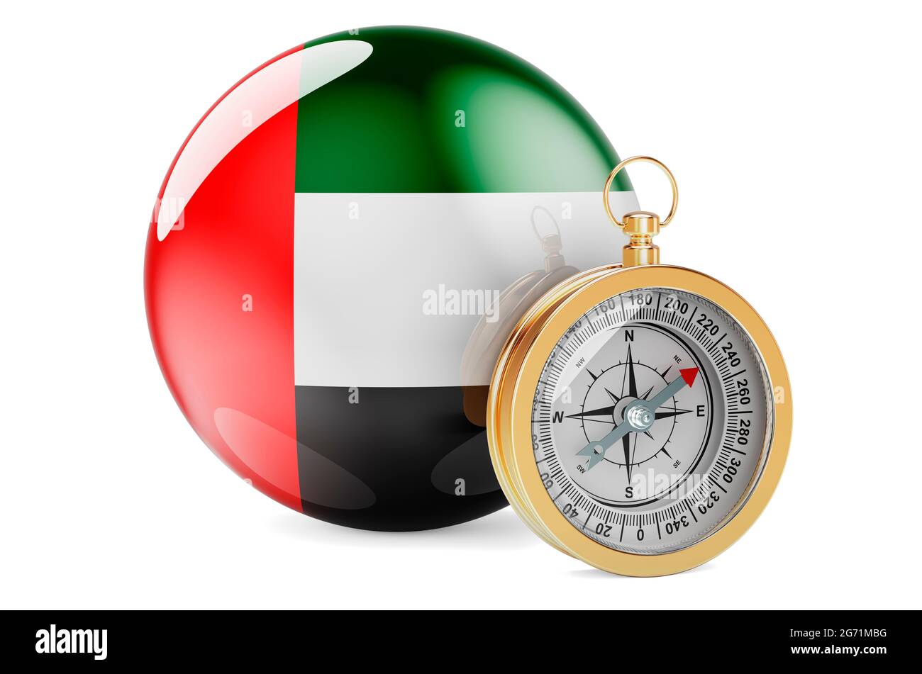 Compass with the United Arab Emirates flag. Travel and tourism in the ...