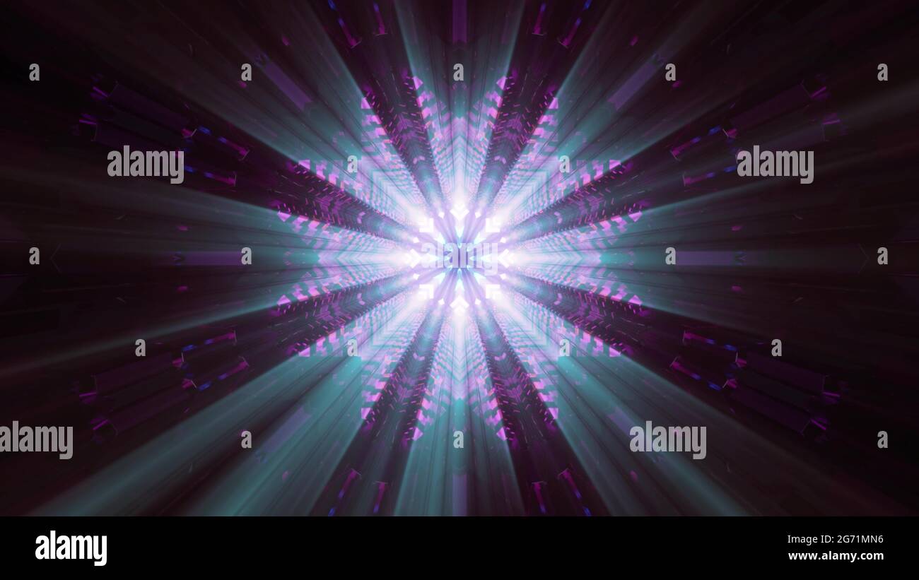 Psychedelic tunnel with bright illumination 4K UHD 3D illustration ...
