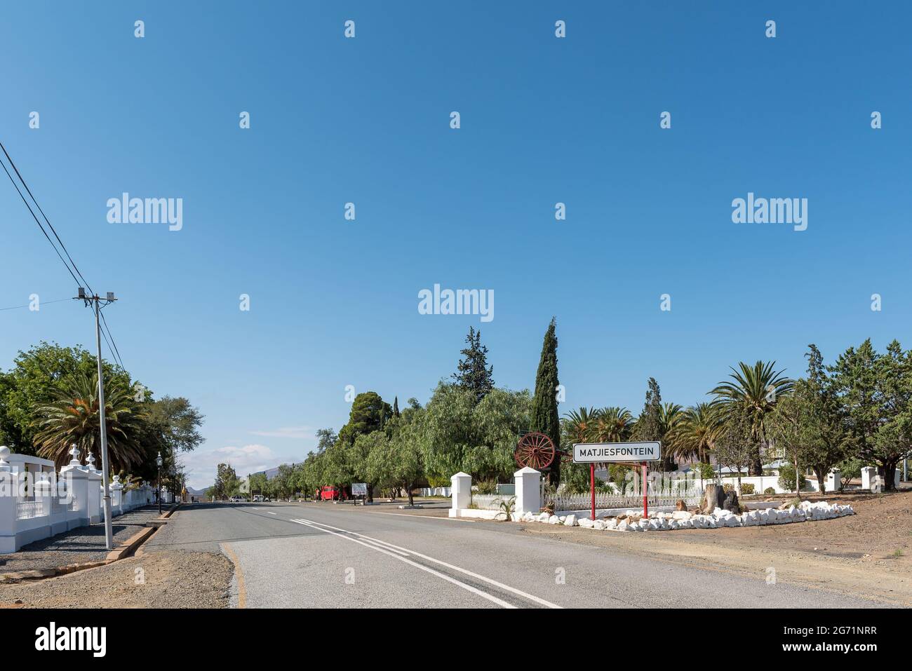 MATJIESFONTEIN, SOUTH AFRICA - APRIL 20, 2021: Name board at the ...