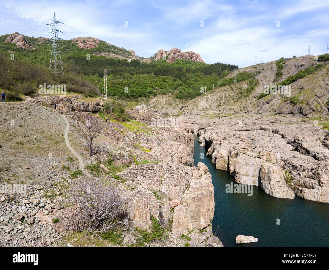 Aerial view of Sheytan Dere (Shaitan River) Canyon under the dam of ...