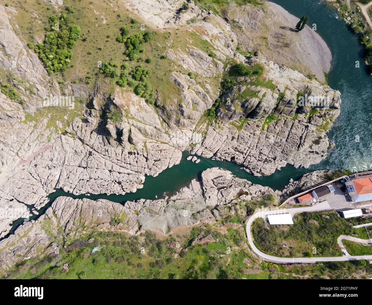 Aerial view of Sheytan Dere (Shaitan River) Canyon under the dam of ...